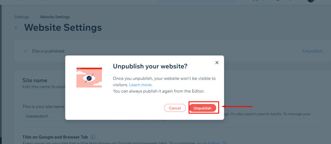 How To Unpublish Wix SIte Easily - ItsEasyTech